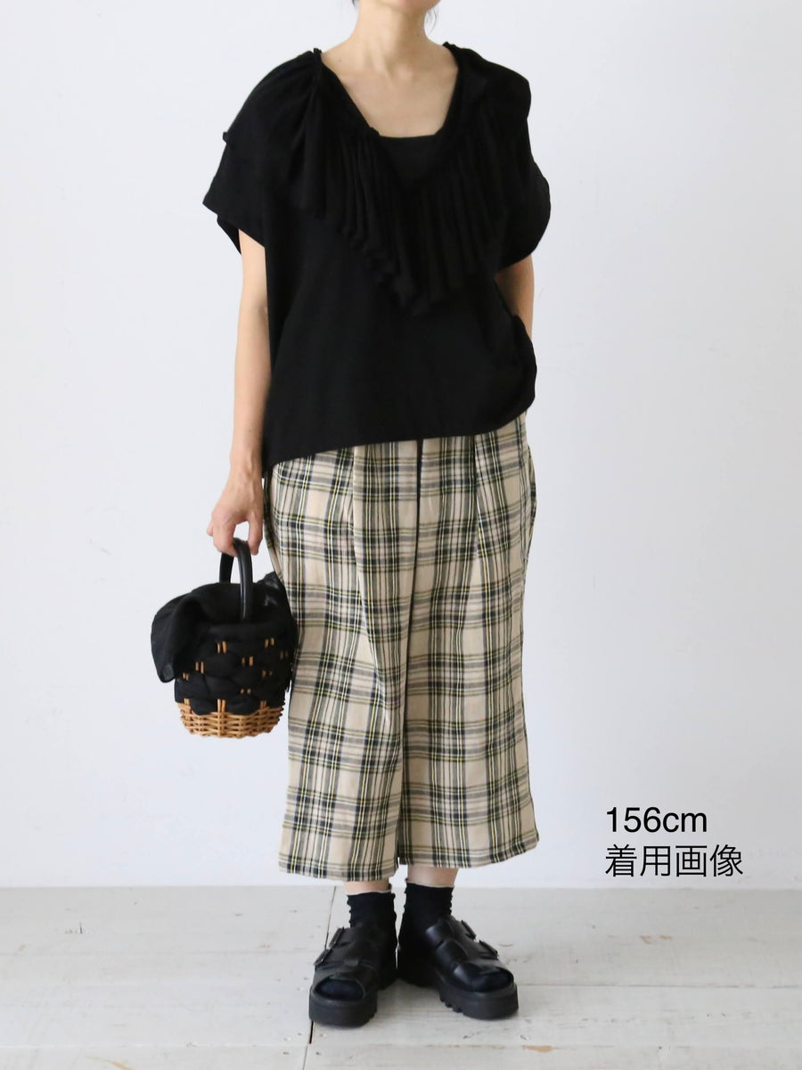 R&D.M.Co- リネンタータンチェックゴムパンツ[6960] – CREER